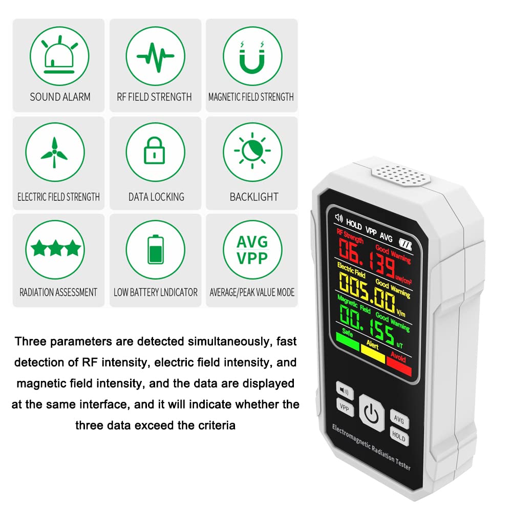 Multifunctional Electroic Radiation Detector Electric Field Intensity Tester Magnetic-Field Intensity Test Meter RF Strength Detection Device with Sound Alarm Function