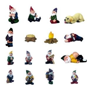 wetufin - 16pcs miniature funny garden drunk gnomes mini funny creative dwarf garden gnome statues decoration for indoor outdoor yard patio bonsai potted plants landscape desk decor, gift for kids