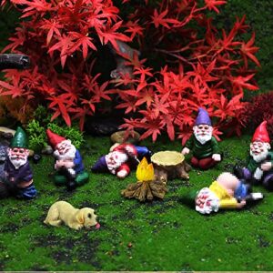 Wetufin - 16pcs Miniature Funny Garden Drunk Gnomes Mini Funny Creative Dwarf Garden Gnome Statues Decoration for Indoor Outdoor Yard Patio Bonsai Potted Plants Landscape Desk Decor, Gift for Kids