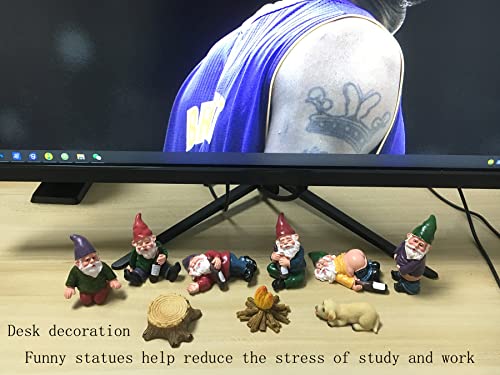 Wetufin - 16pcs Miniature Funny Garden Drunk Gnomes Mini Funny Creative Dwarf Garden Gnome Statues Decoration for Indoor Outdoor Yard Patio Bonsai Potted Plants Landscape Desk Decor, Gift for Kids