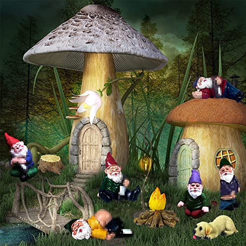 Wetufin - 16pcs Miniature Funny Garden Drunk Gnomes Mini Funny Creative Dwarf Garden Gnome Statues Decoration for Indoor Outdoor Yard Patio Bonsai Potted Plants Landscape Desk Decor, Gift for Kids