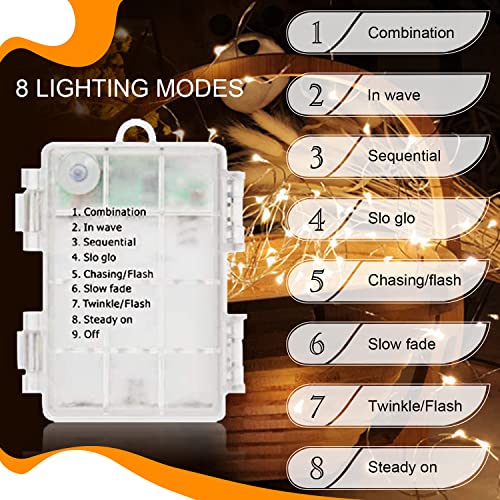 Fairy Lights Battery Operated, Copper String Lights 33ft 100 LED with 8 Modes Indoor Outdoor, Waterproof Twinkle Lights with Remote Control for Christmas,Bedroom,Patio,Wedding Party,Backyard