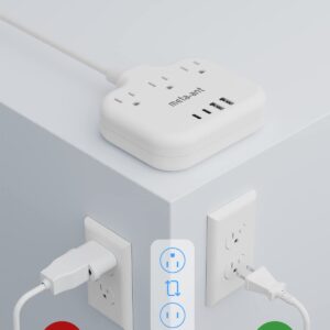 2 Prong to 3 Prong Outlet Adapter, Two Prong Power Strip with 3 Prong Outlets, 3 USB Ports, 5ft Extension Cord Three Prong, Polarized, for Old House, White