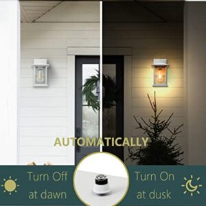 OUPAVOCS Outdoor Lights with GFCI Outlet, Dusk to Dawn Front Porch Lights, Waterproof Exterior Light Fixture, Mate White Outdoor Wall Sconce Wall Mount Outside Patio Lights for House, Garage