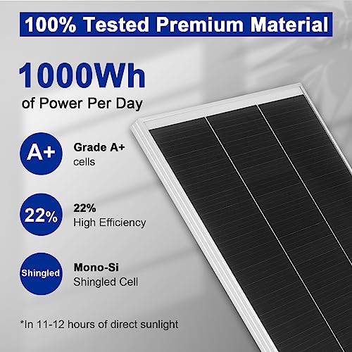 KAUWOX 100 Watt 12V Mono-Si Shingled Solar Panel Kit with 10A PWM Charge Controller 22% High Efficiency PV Module Power Charger for RV Boat Farm Off Grid System Power Supplies