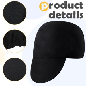 2 Pcs Welding Cap Flame Resistant Cotton Welding Hat Mesh Inside Liner for Welders Caps Elastic Low Crown for Welder Electrician Gas Station Matched with Most Welding Helmet (Black)