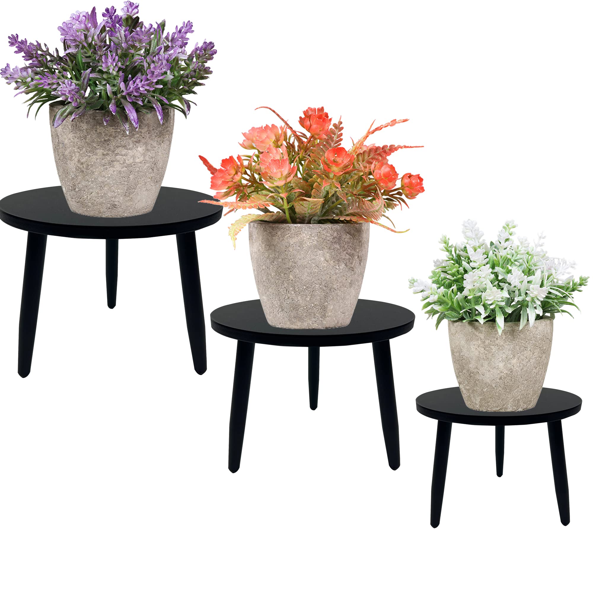 HAINARverS Indoor 3-Pack Black Corner Plant Stand Outdoor for Flower Pot Stand Multiple House Garden Patio Office Living Room Balcony Outside 9.6/10.8/12inch (Black)