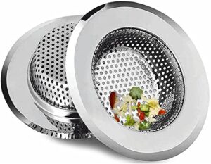 kpela home 2pcs kitchen sink strainer stainless steel - upgrade 304 never rust - kitchen sink strainer basket - food catcher for kitchen sinks - garbage disposal strainer - large rim 4.5"