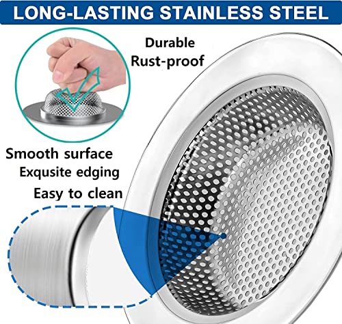 KPELA HOME 2PCS Kitchen Sink Strainer Stainless Steel - Upgrade 304 Never Rust - Kitchen Sink Strainer Basket - Food Catcher for Kitchen Sinks - Garbage Disposal Strainer - Large Rim 4.5"