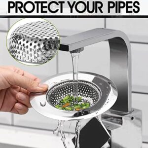 KPELA HOME 2PCS Kitchen Sink Strainer Stainless Steel - Upgrade 304 Never Rust - Kitchen Sink Strainer Basket - Food Catcher for Kitchen Sinks - Garbage Disposal Strainer - Large Rim 4.5"