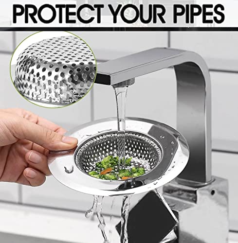 KPELA HOME 2PCS Kitchen Sink Strainer Stainless Steel - Upgrade 304 Never Rust - Kitchen Sink Strainer Basket - Food Catcher for Kitchen Sinks - Garbage Disposal Strainer - Large Rim 4.5"