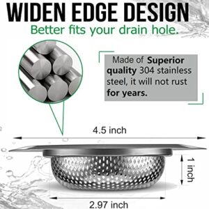 KPELA HOME 2PCS Kitchen Sink Strainer Stainless Steel - Upgrade 304 Never Rust - Kitchen Sink Strainer Basket - Food Catcher for Kitchen Sinks - Garbage Disposal Strainer - Large Rim 4.5"