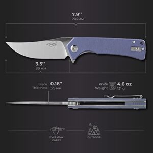 Firebird GANZO FH923-GY Folding Pocket Knife Razor Sharp D2 Steel Blade Ergonomic G10 Anti-Slip Handle with Clip Camping Hunting Fishing Gear Outdoor Folder EDC Pocket Knife (Grey)