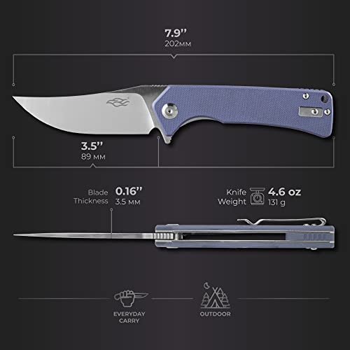 Firebird GANZO FH923-GY Folding Pocket Knife Razor Sharp D2 Steel Blade Ergonomic G10 Anti-Slip Handle with Clip Camping Hunting Fishing Gear Outdoor Folder EDC Pocket Knife (Grey)