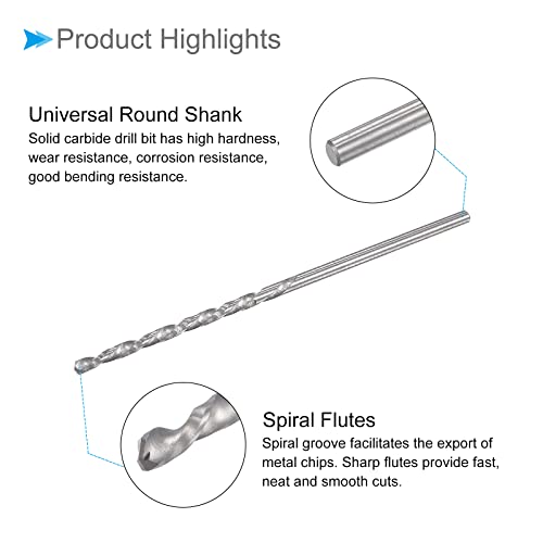 CoCud Solid Carbide Drill Bits, 1.5mm Diameter, Left Hand YG6X (C3/K10) Tungsten Carbide Straight Shank Twist Drill Bits - (Applications: for Stainless Steel Alloy), 2-Pieces