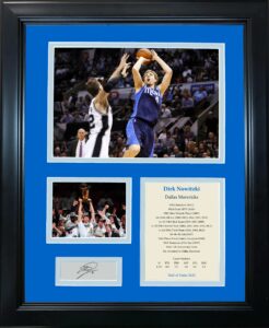 framed dirk nowitzki hall of fame facsimile laser engraved signature auto dallas mavericks basketball 12"x15" photo collage