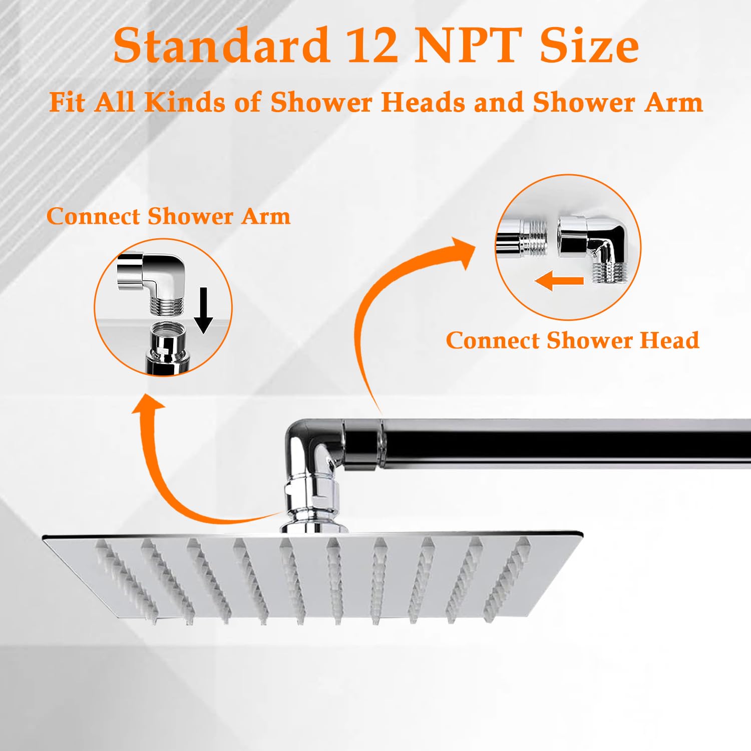 90 Degree Shower Head Elbow Adapter, ZESE Chrome Handhold Shower Arm Extension Elbow Connector for Wall-mounted Shower or Handheld Showerhead