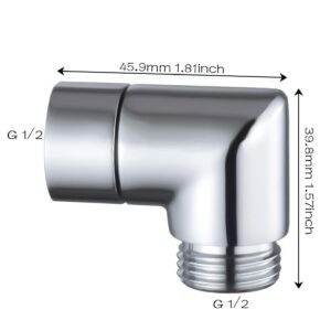 90 Degree Shower Head Elbow Adapter, ZESE Chrome Handhold Shower Arm Extension Elbow Connector for Wall-mounted Shower or Handheld Showerhead