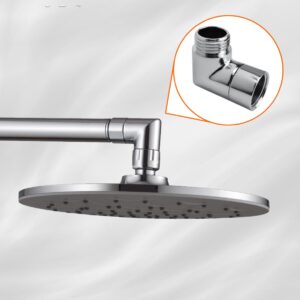 90 Degree Shower Head Elbow Adapter, ZESE Chrome Handhold Shower Arm Extension Elbow Connector for Wall-mounted Shower or Handheld Showerhead