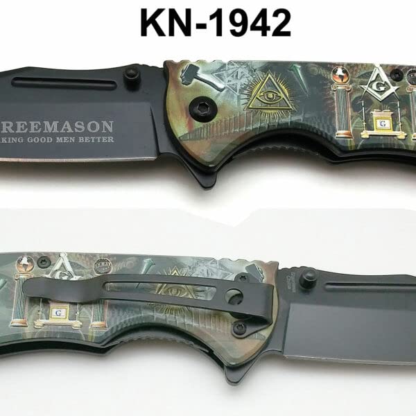 Hattricks Goodimpression Masonic Personalized Engraved Folding Knife 3D Masonic Symbols