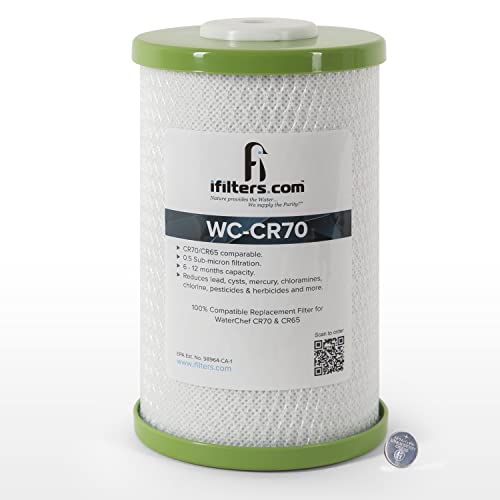 CR70 CR65 Replacement Water Filter Cartridge, 1,000 Gal Capacity, for C7000 C6500 Systems, Battery Included