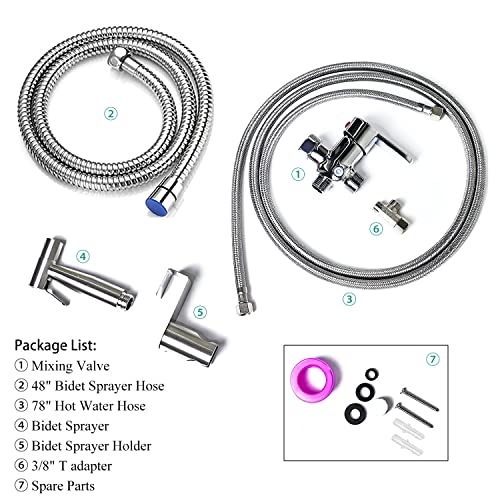 Sneatup Bidet Sprayer Set with Mixing Valve, Warm & Cold Water