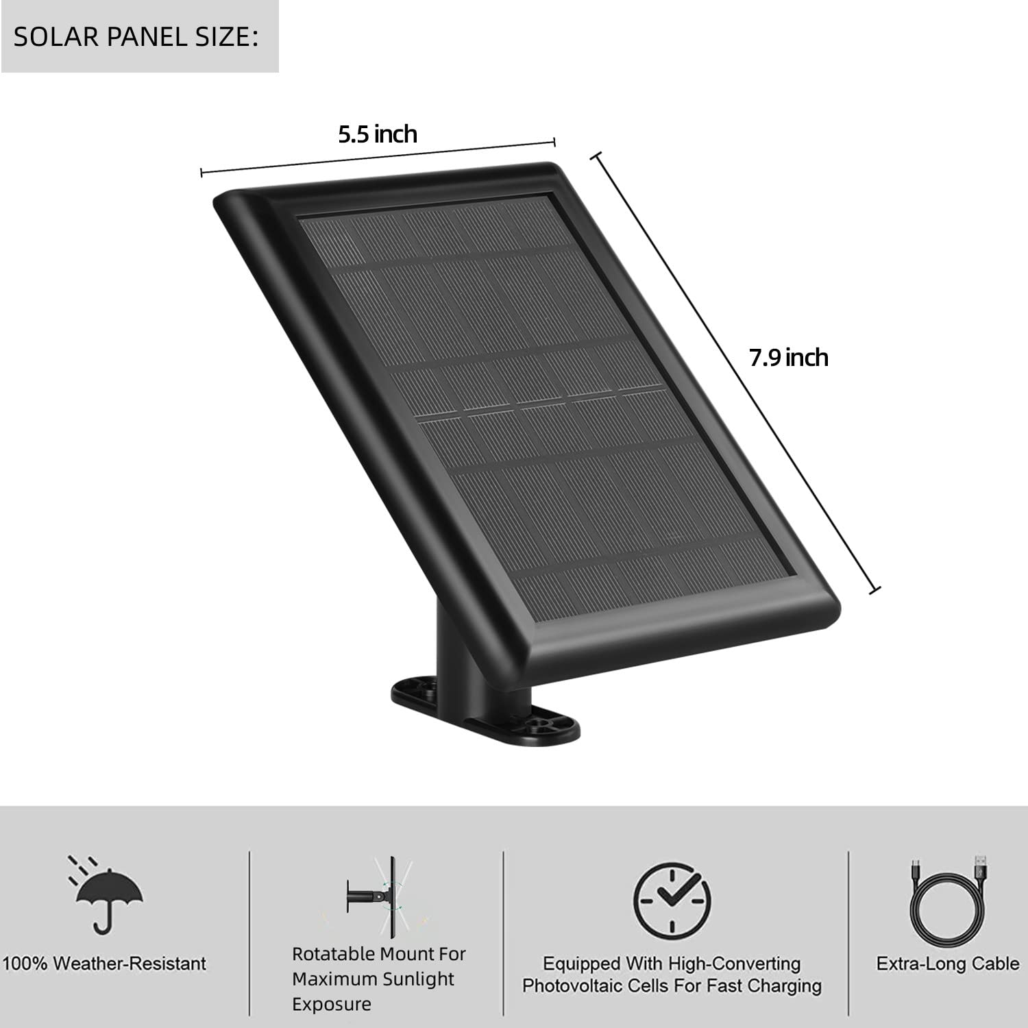 Solar Panel for Ring Spotlight &Stick Up Outdoor Cam Battery, 5W Portable Solar Charger Compatible with Ring Security Camera Battery Replacement.