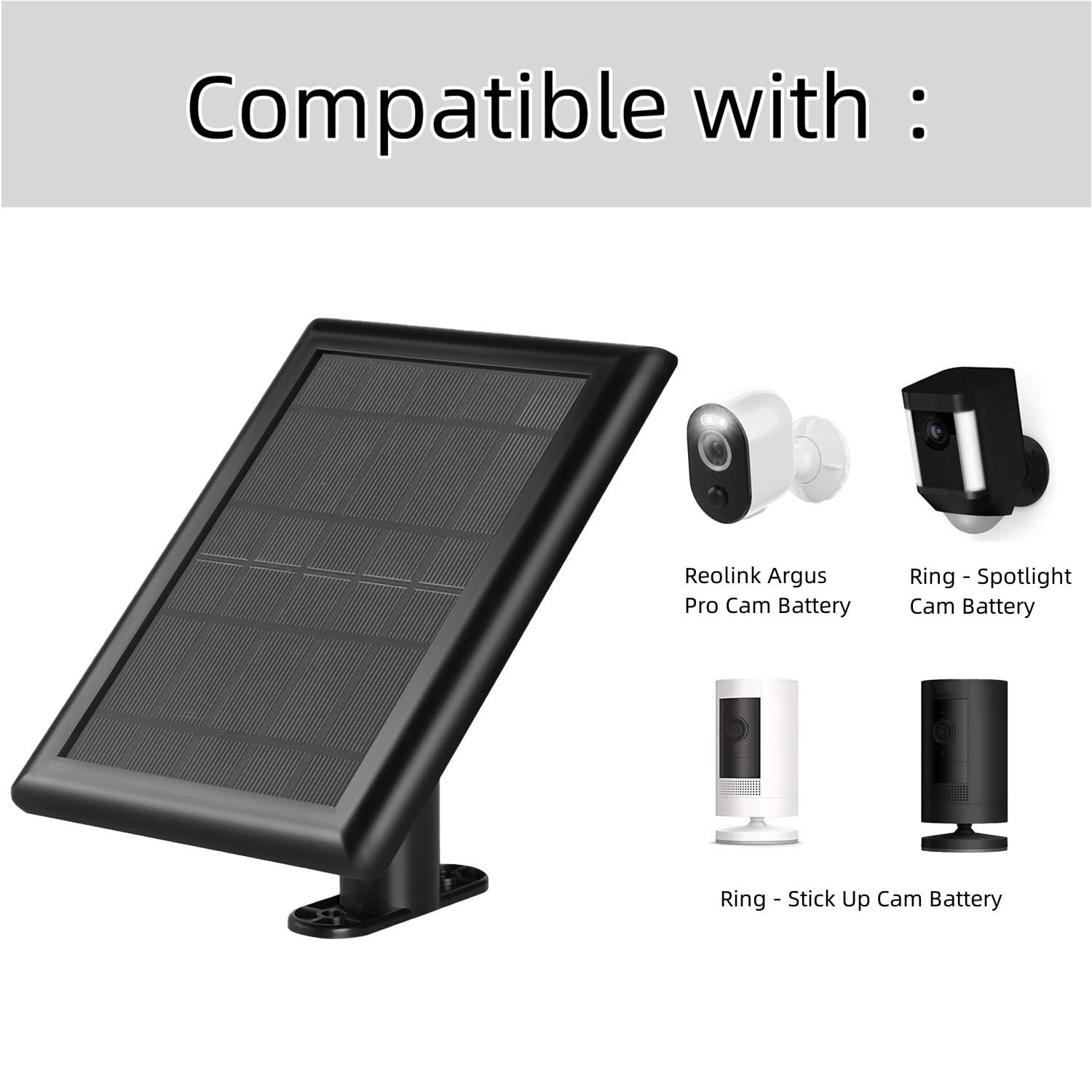 Solar Panel for Ring Spotlight &Stick Up Outdoor Cam Battery, 5W Portable Solar Charger Compatible with Ring Security Camera Battery Replacement.