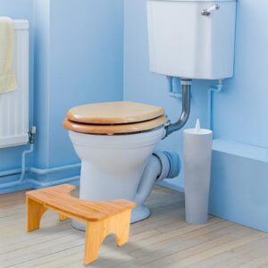 Squat Toilet Stool for Adults,Bamboo Poop Stool for Bathroom Sturdy and fits Easily,Waterproof and Non Slip Squat Stool Adult Bamboo Toilet Stool, 450 lbs Capability(7" Natural Color)