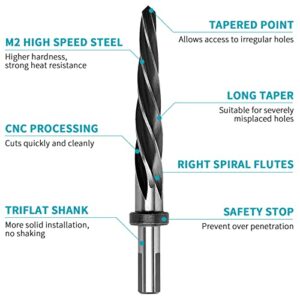 3/4" Drill Bridge/Construction Reamer with 1/2" Shank Chuck,HSS 3/4" Taper Bridge Reamer Bit Tool for Steel Metal Wood Alloy to Align Existing Hole and Enlarge Hole