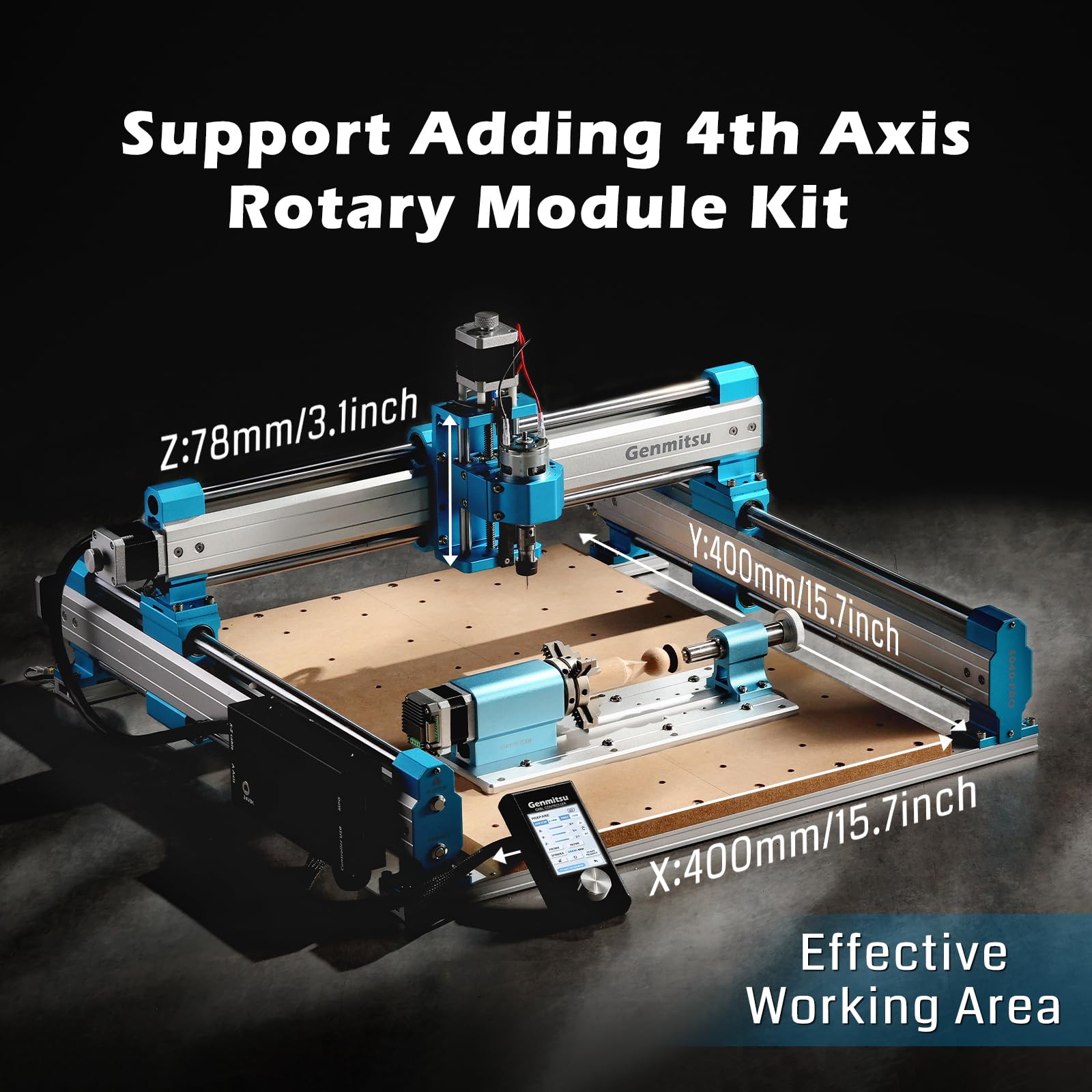 Genmitsu CNC Router Machine 4040-PRO for Woodworking Metal Acrylic MDF Nylon Cutting Milling, GRBL Control, 3 Axis CNC Engraving Machine, Working Area 400 x 400 x 78mm (15.7” x 15.7” x 3.1”)