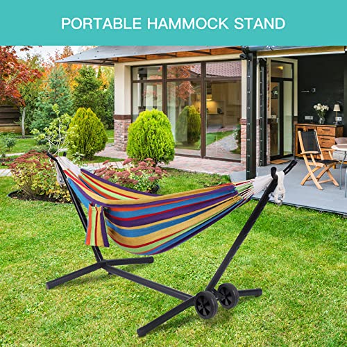 Wilsall Portable Hammock with Stand Included Double Free Standing Amacas con Base para Patio Steel Camping Hamaca Heavy Duty