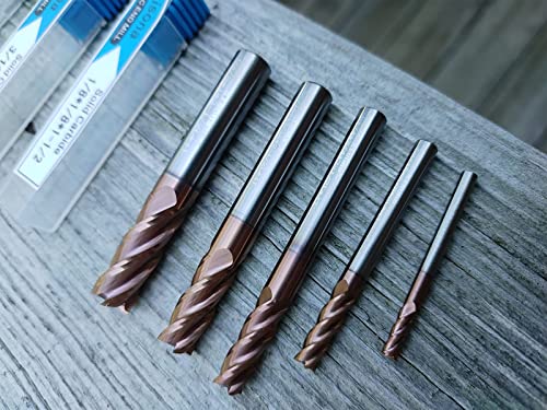 sisona 1/2" Square Nose Carbide End Mill Bits - 4 Flutes，1/2" Diamter，3'' Overall Length - Sharpness，Durable，Smooth Cutting