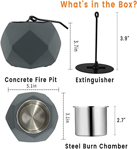 Aobaks Tabletop Fire Pit, Baclcony Fire Pit, Concrete Table Top Fire Pit, Personal Fire Bowl Outdoor Fireplace for Indoor and Outdoor Use.