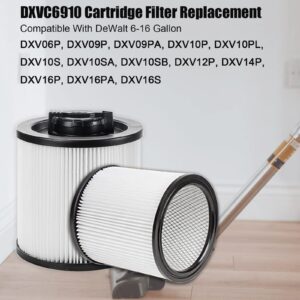 DXVC6910 Replacement Filter for DEWALT Wet/Dry Vacuum Cleaners-Regular 6-16 Gallon 2 Pack