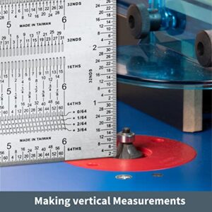 POWERTEC 80024 6 Inch Precision Marking T Rule, Stainless Steel Woodworking T Square Ruler for Marking, Measuring, Scribing Tool