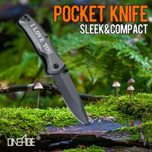 Valentines Day Love Gifts for Him Husband Boyfriend, I LOVE YOU Pocket Knife for Camping Hiking Fishing Hunting, Anniversary Birthday Gifts Idea for Husband from Wife,Gifts for Boyfriend