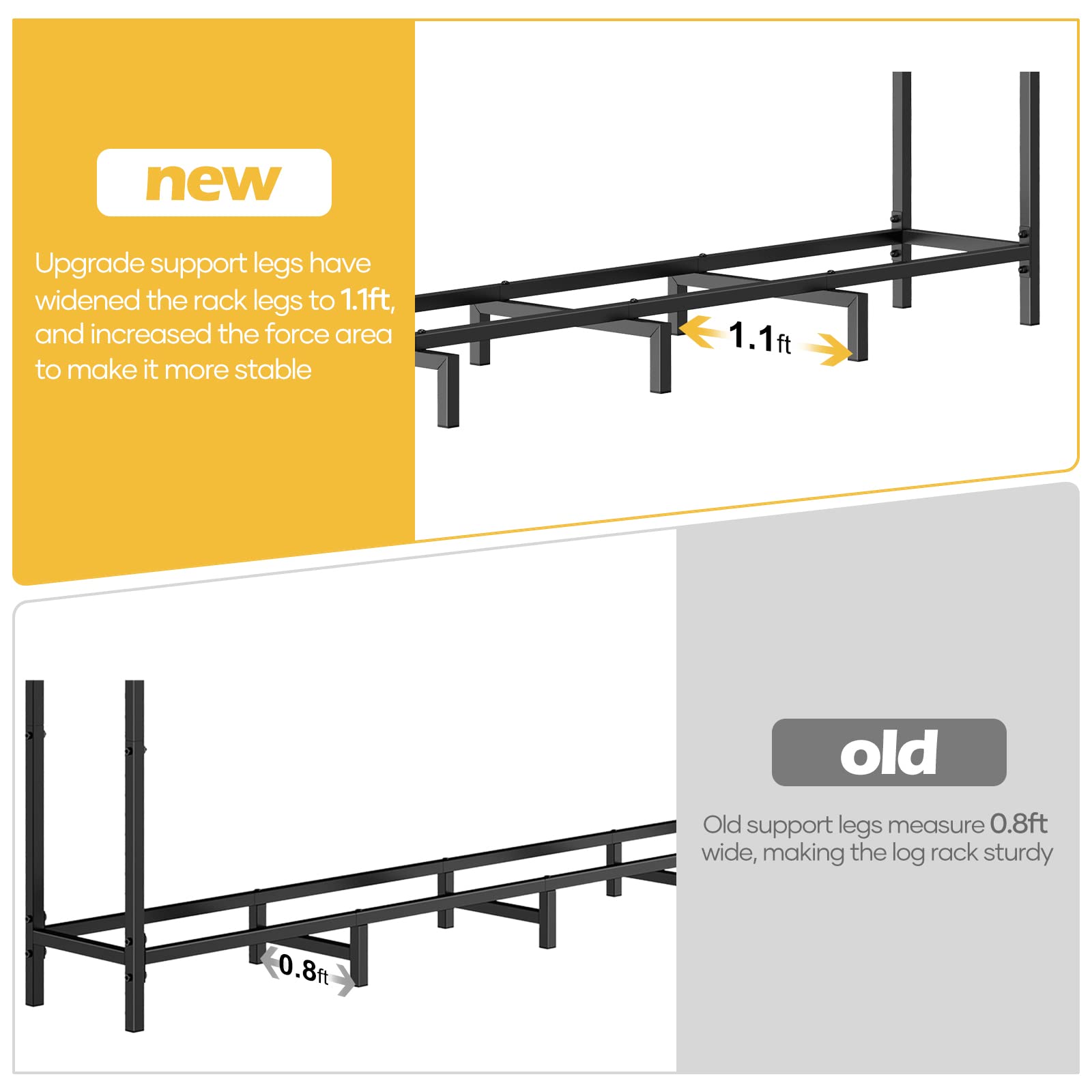 LIANTRAL 8Ft Firewood Rack Outdoor, Upgrade Firewood Rack Stand Log Holder for Fireplace Wood Storage Stacker Outside