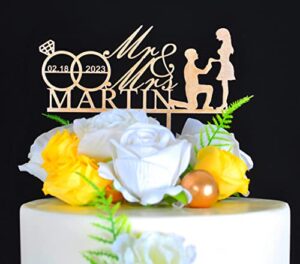 carved wood decoration,personalized wedding cake toppers, customize wedding date and last name, bride & groom,mr& mrs cake topper,cake topper (diamond ring + character（wood）)