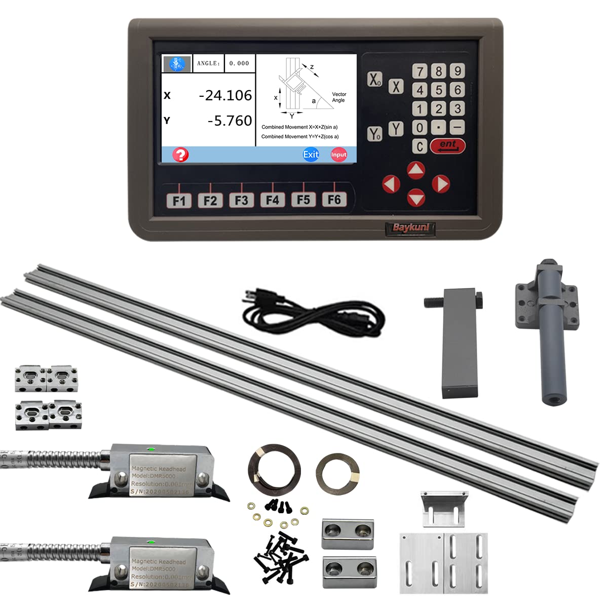 2 Axis DRO Digital Readout RPM Display Magnetic Scale Encoder Set 5um Bridgeport Lathe DRO DIY Set .Travel Length Customized USA Stock