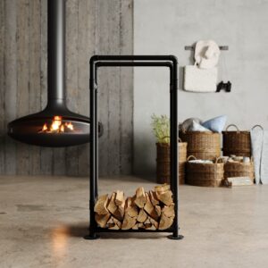 pamo firewood rack - otto - heavy duty industrial pipe firewood rack indoor and outdoor for fireplace/firepit - firewood holder outdoor - fire wood holder indoors - wood rack