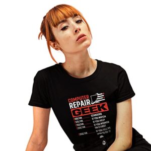 Computer Repair Geek Heavy Cotton T-Shirt - Technician Tee Shirt - Funny T-Shirt - Black, 2XL