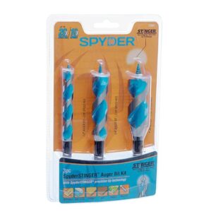 spyder stinger 3-piece assorted x 6-1/2-in woodboring auger drill bit set