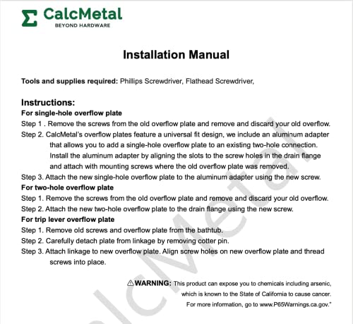 CalcMetal Dual Hole Bathtub Drain Overflow Plate with Two Matching Screws, Easy to Install, Satin Nickel