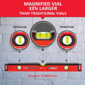 Kapro - 985T & 724 Masonry Level Set - 48" & 10" Levels - Non-Magnetic - Features Hand Calibrated Acrylic Vials, Dual-View Plumb Site & Shock Absorbing End Caps - VPA Tested