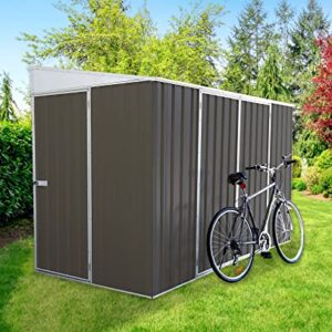 ABSCO Lean to 10 x 5 Ft. Metal Bike Shed, Aluminum and Steel Utility Tool Shed, Outdoor Storage for Backyard, Lawn, Bikes, 50 Sq. Ft., Woodland Gray