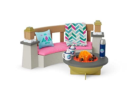 American Girl Corinne Tan Girl of the Year 2022 18-inch Doll Ski Lodge Fire Pit Playset with LED Flames, For Ages 8+