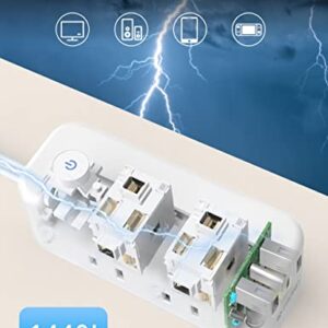 Flat Plug Power Strip - TROND 5ft Ultra Thin Extension Cord with 6 Widely Outlets and 3 USB Ports(1 USB C) + India to US Plug Adapter US to India Travel Plug Adapter 2 USB Ports 3 American Outlets