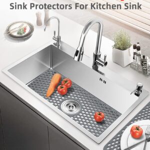 Makaduo Sink Protectors for Kitchen Sink, Silicone Kitchen Sink Accessories, Sink Mats for Stainless Steel Sink, Porcelain Sink, Large Folding Dish Drying Mat, Heat Resistant, Non-Slip, Grey