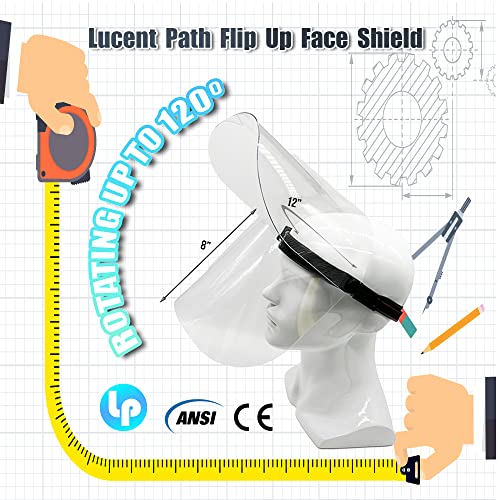 Lucent Path 2 Packs Flip Up Face Shield - Safety Clear Plastic Visor Anti Fog Reusable Adjustable Face Shields